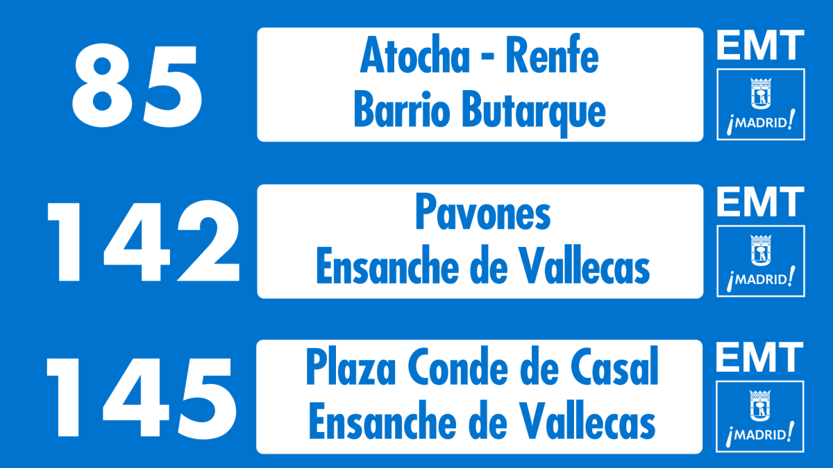 Las líneas 85, 142 y 145 de la EMT de Madrid realizan cambios en sus ...